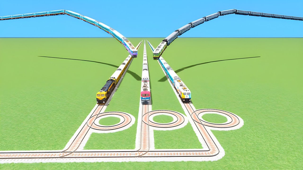 FIVE TRAIN CROSSING THREE CIRCLES AND TOP😈 TRAINS CROSSING RAILROAD ...