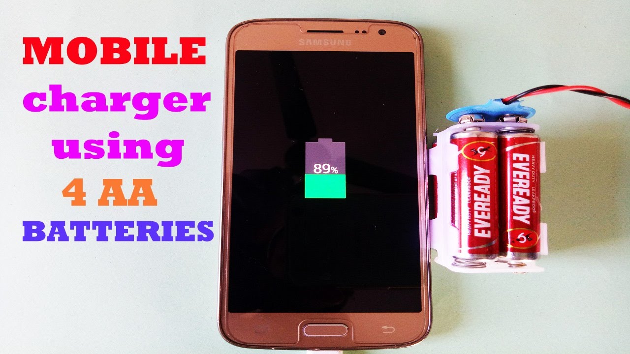 How to make an emergency mobile charger using 4 AA Batteries - YouTube