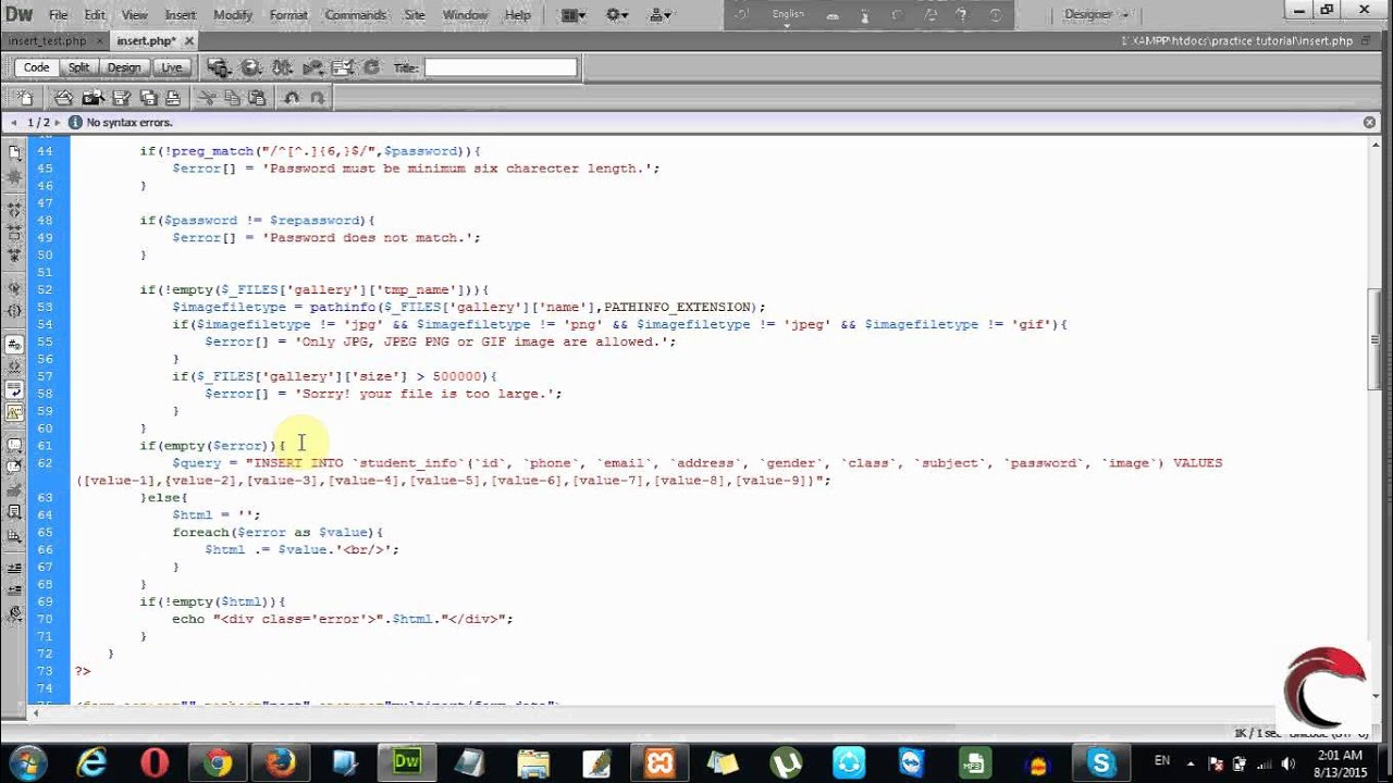 php insert data into database bangla tutorial part two - YouTube