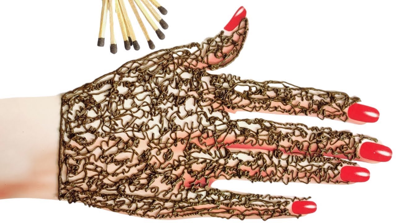 Simple Mehndi Tricks With Match Sticks _ Easy Mehendi Designs For ...
