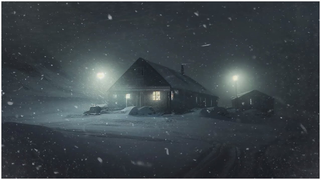 Intense Blizzard at a Lonely Log Cabin┇Winter Storm & Wind Sounds for ...