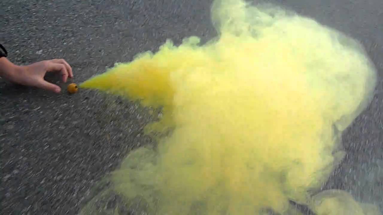 Yellow smoke bomb - YouTube