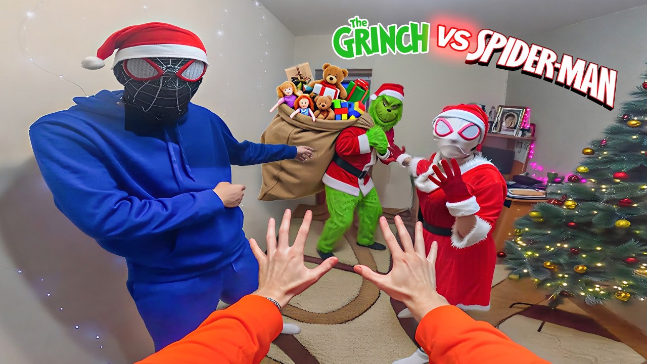 3 SPIDER-MAN BROS & SPIDER-GWEN MEET GRINCH IN SPIDER-HOUSE (Christmas ...