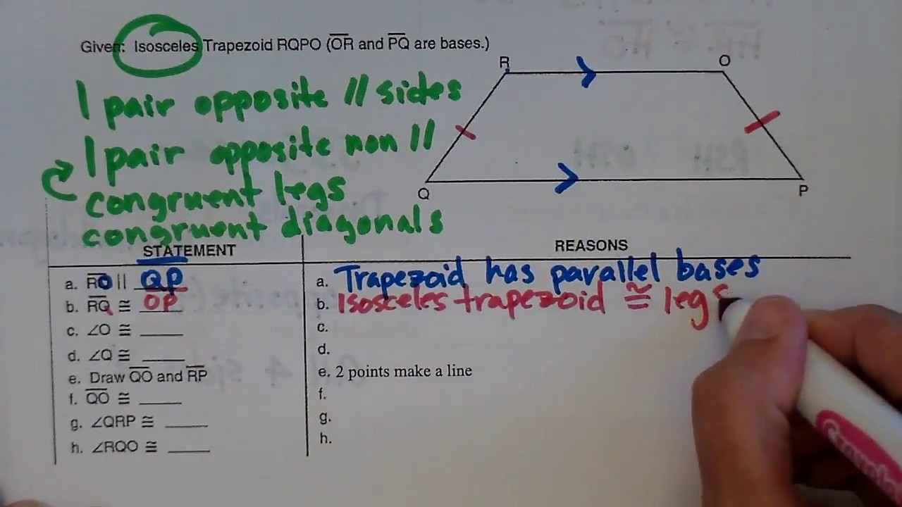 Prove a Parallelogram is a Rhombus & Trapezoid Pre Proof - YouTube