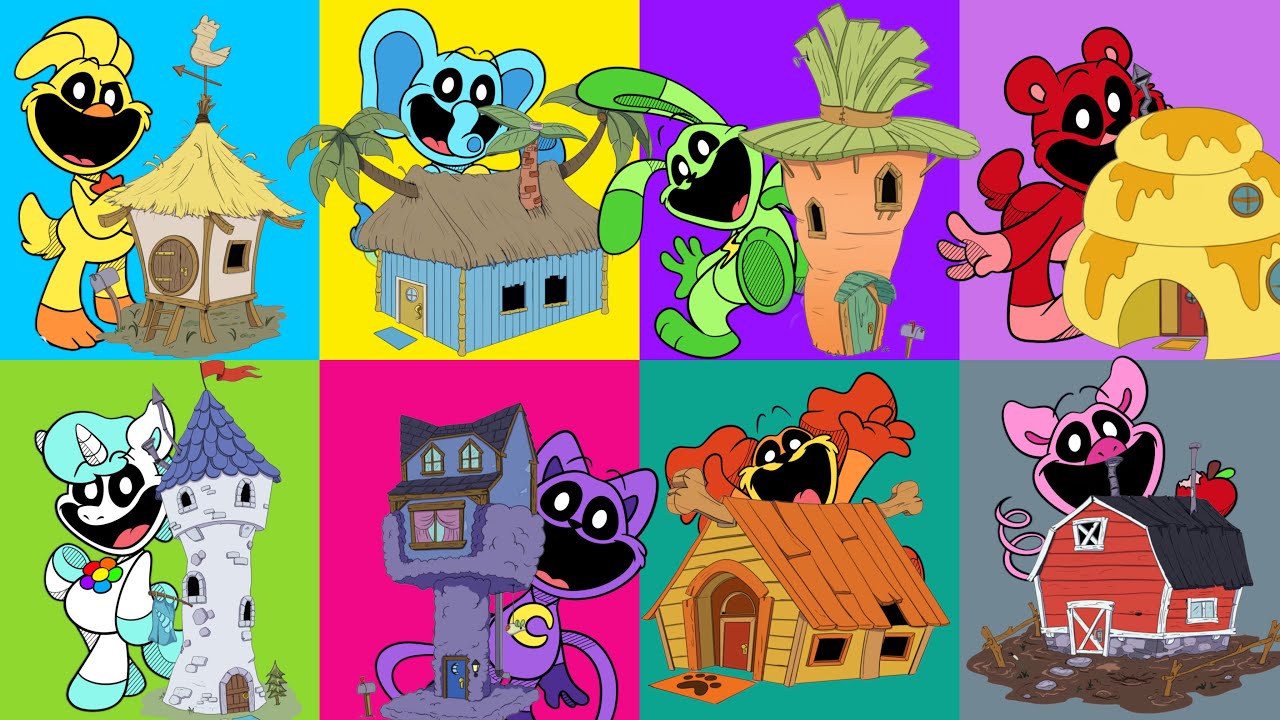 Las 8 CASAS de los SMILING CRITTERS de POPPY PLAYTIME CHAPTER 3 ...