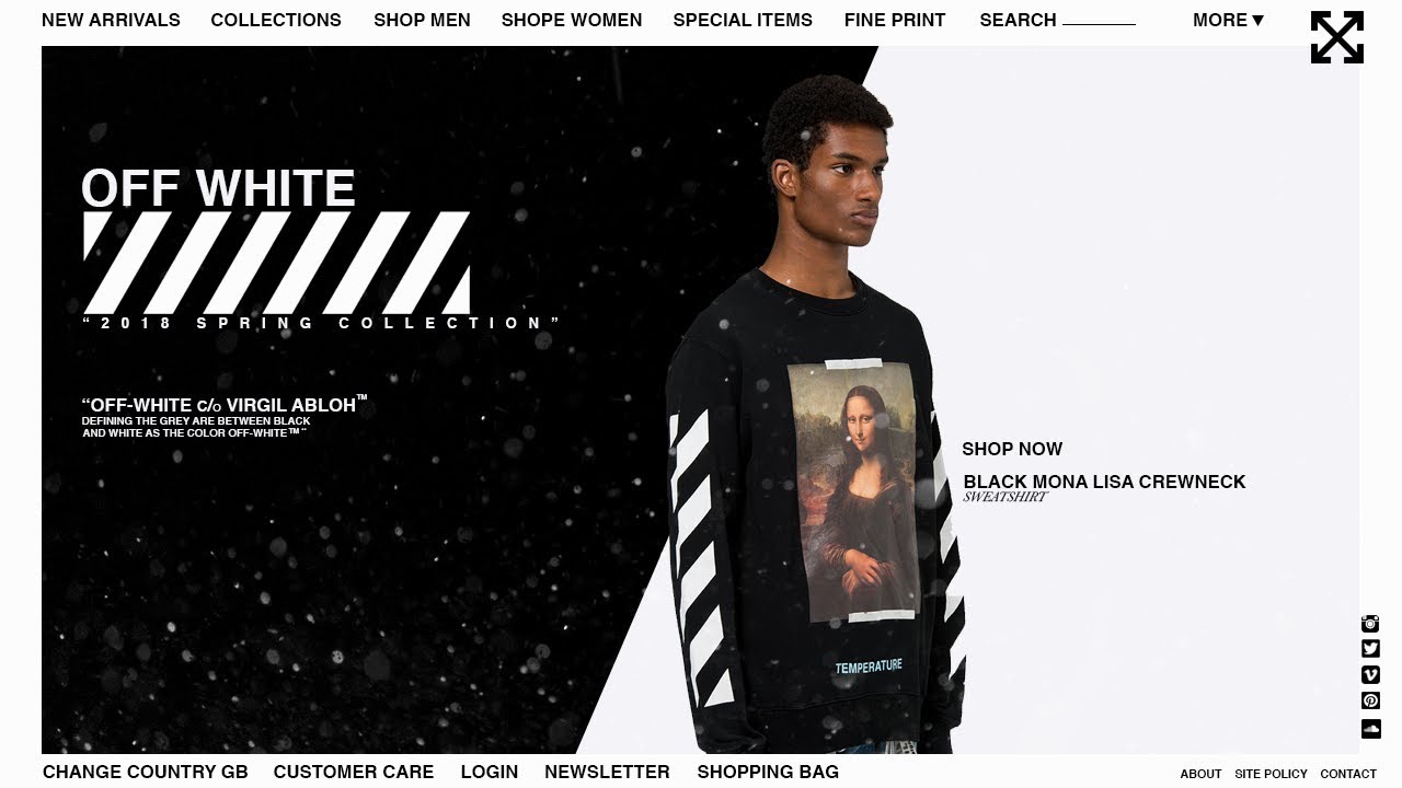 "OFF WHITE WEBSITE SPEEDART - OFF WHITE LANDING PAGE UI/UX DESIGN ...