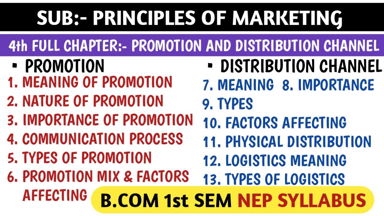 4th FULL CHAPTER PROMOTION AND DISTRIBUTION CHANNEL | PRINCIPLES OF ...