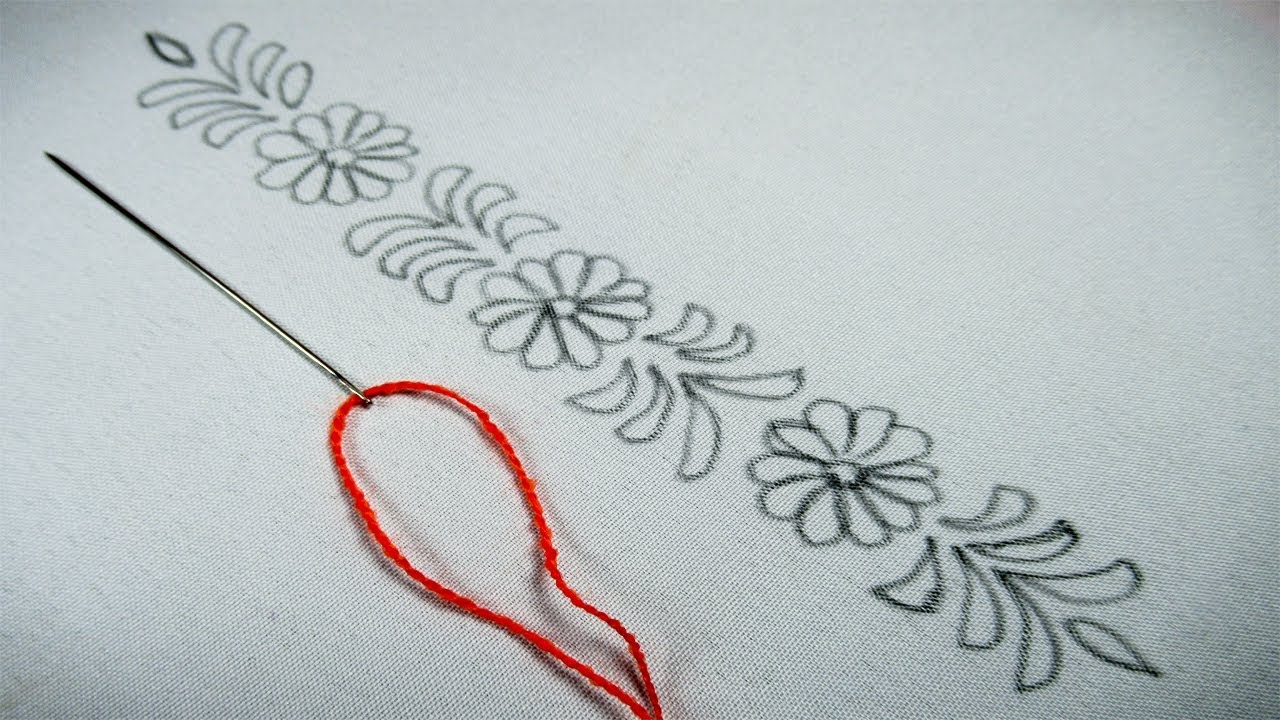 hand embroidery amazing decorative borderline design - YouTube