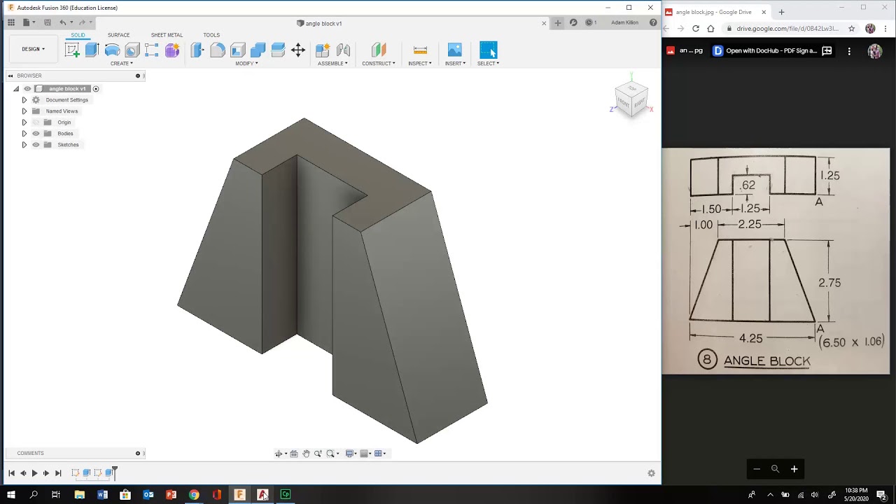 angle block iso cad 1 - YouTube