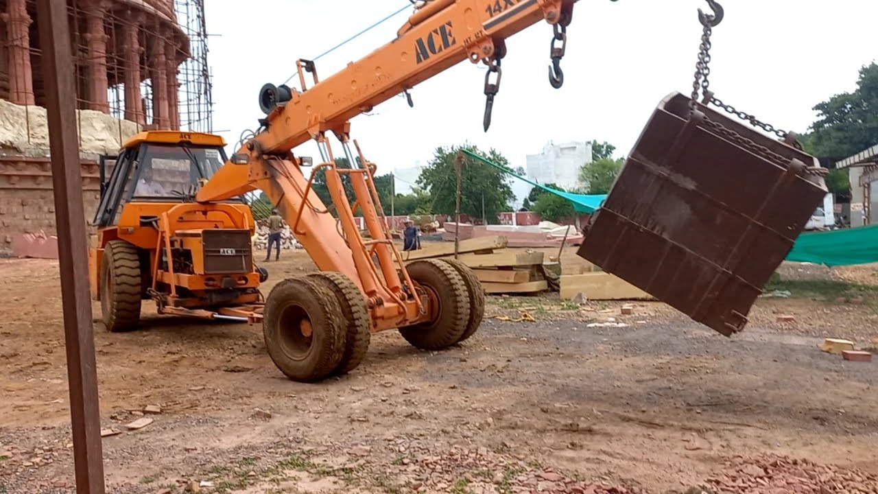 JCB Pulling stone make bay temple - YouTube