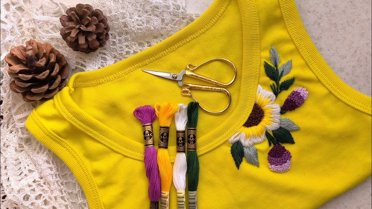 Floral T-Shirt Embroidery Tutorial | Easy Satin Stitch for Beginners ...