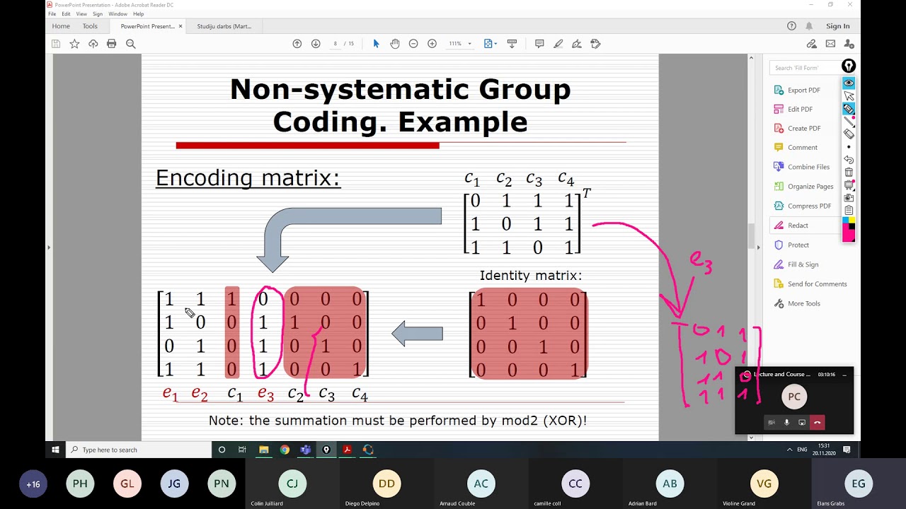 [09][CourProj] Example of non-systematic/systematic Hamming Group code ...