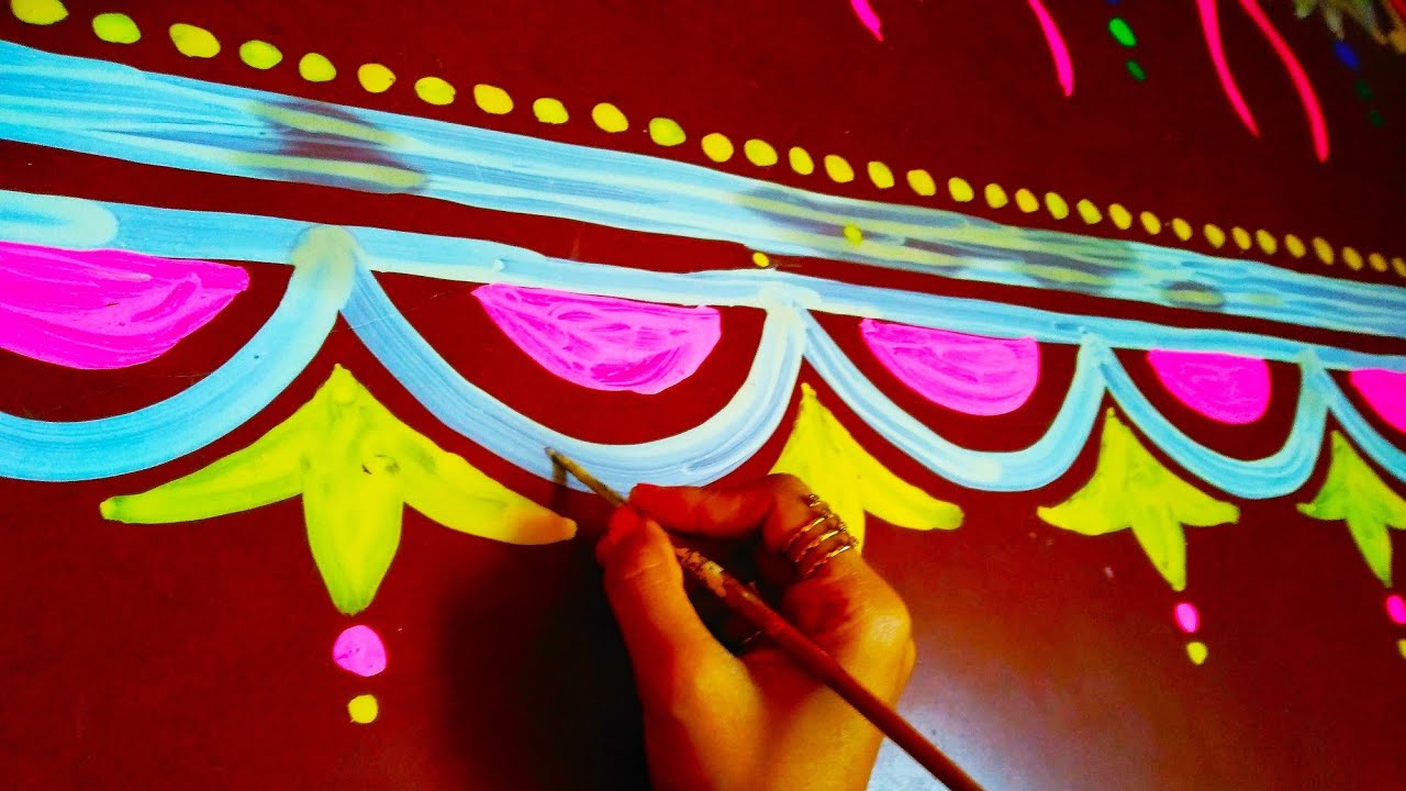 Alpona desing/alpona border desing/easy &simple alpona - YouTube