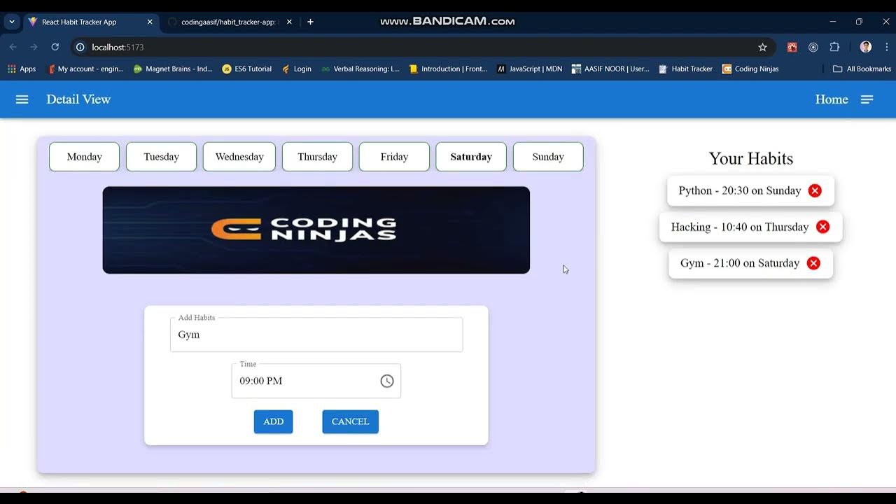 Habit Tracker App Coding Codingninjas Reactjs Youtube