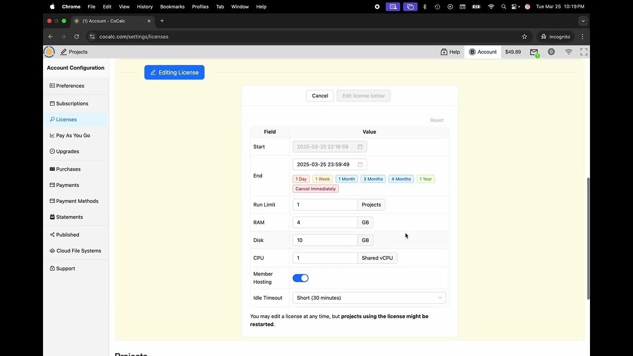 How to Modify an Existing CoCalc License - YouTube