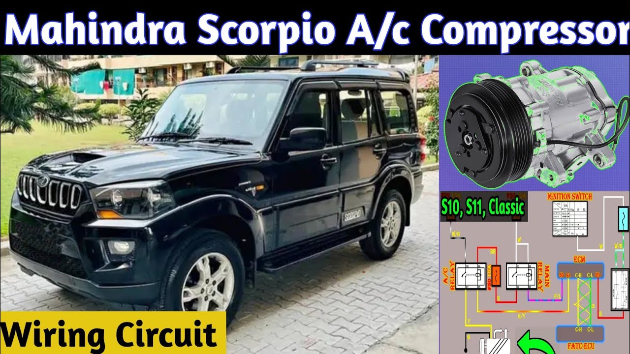 Mahindra Scorpio A/c Compressor Wiring circuit // Scorpio S10, S11 ...