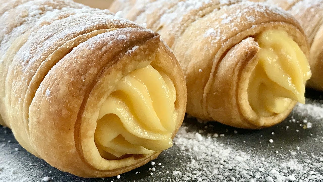 Deliciosos Canutillos Rellenos de Crema Pastelera - YouTube