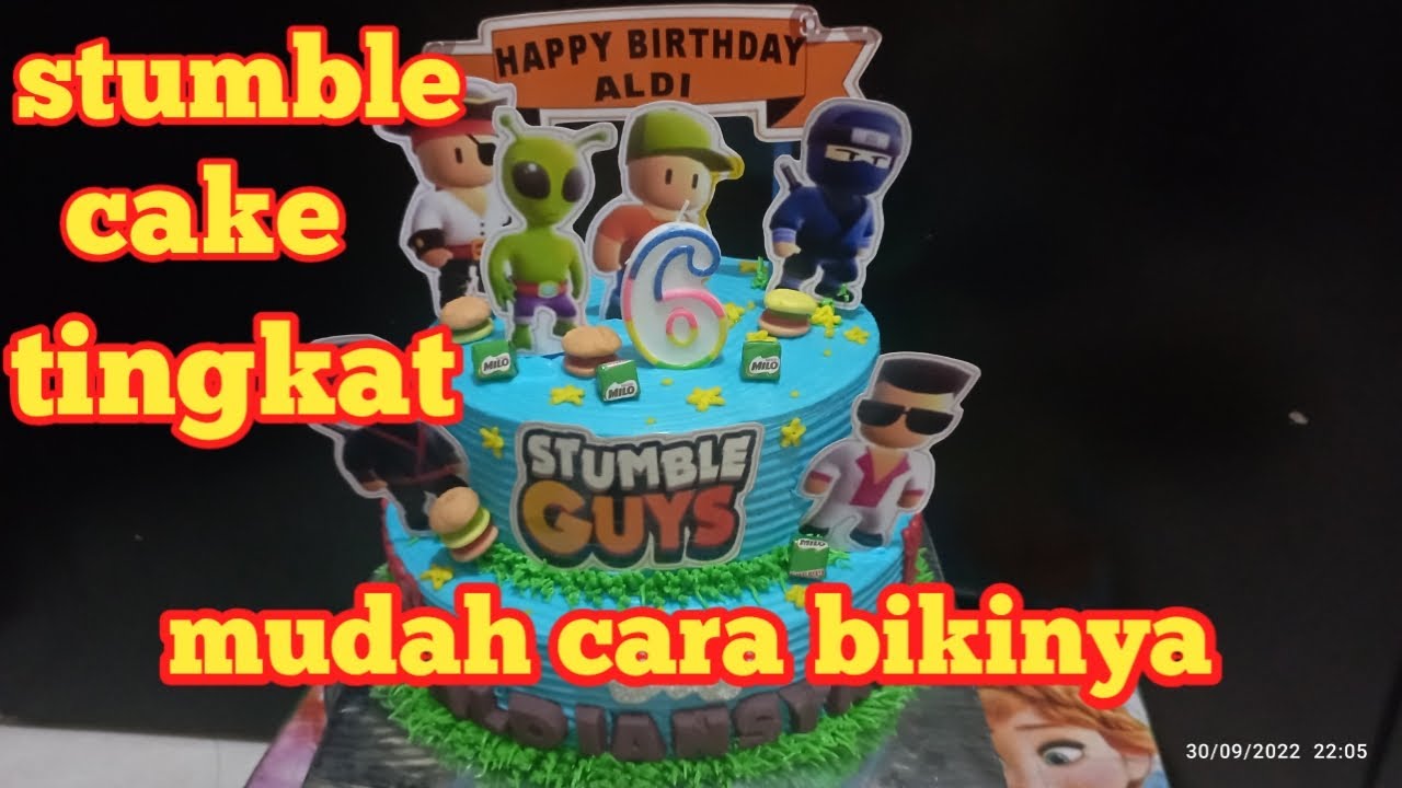 cake stumble guys || how to make a stumble themed cake guys - YouTube