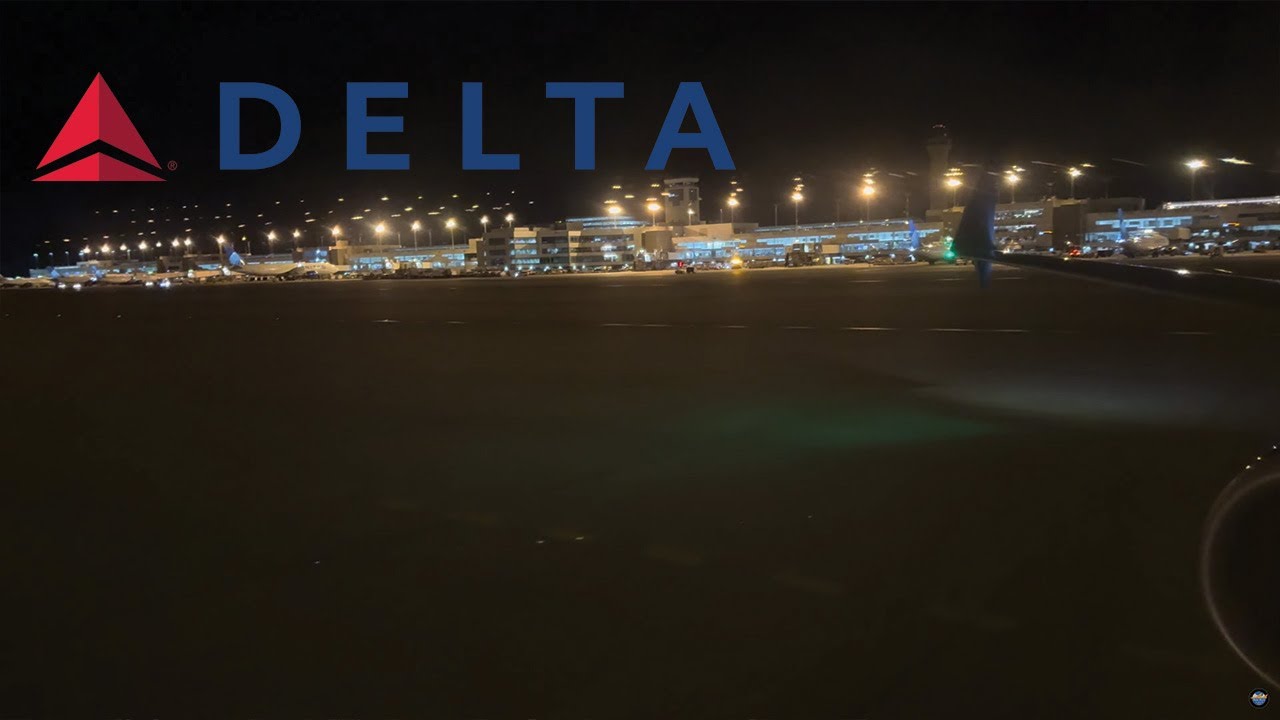 Bumpy Night Approach and Landing in Denver on a Delta Air Lines Boeing ...