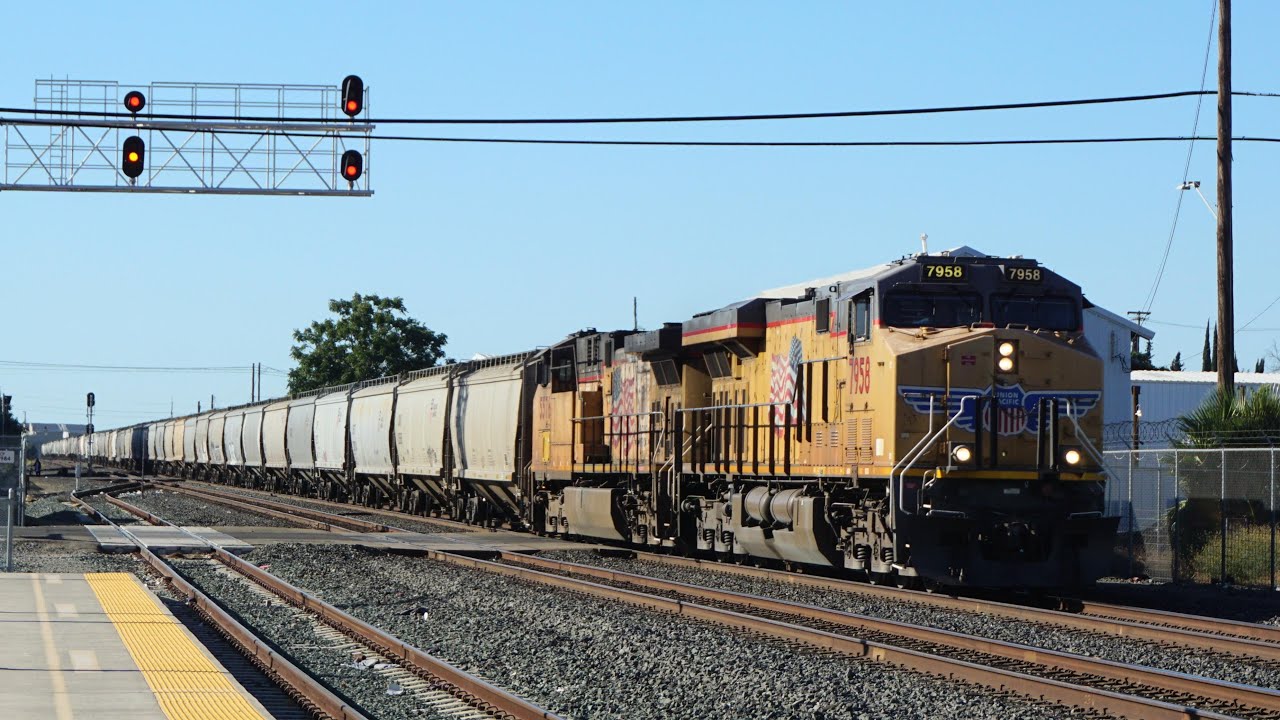 Union Pacific and ACE Trains on the Fresno Sub at Stockton, CA - YouTube