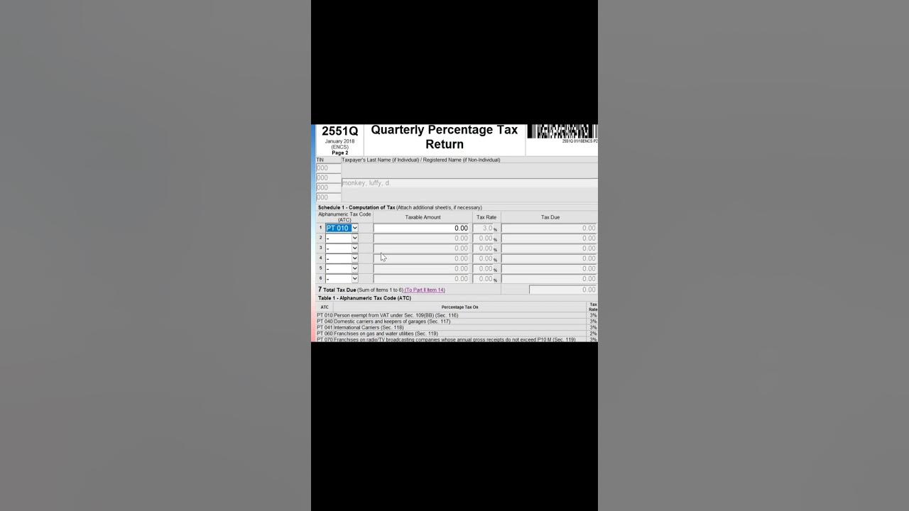 How to file BIR FORM 2551Q Quarterly Percentage Tax for SHOPEE SELLERS #shopee - YouTube