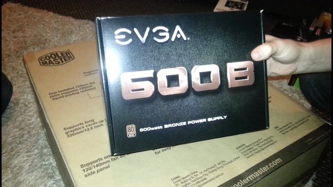 EVGA 600B 80 Plus Bronze Power Supply Unboxing - 600W Budget ATX PSU ...
