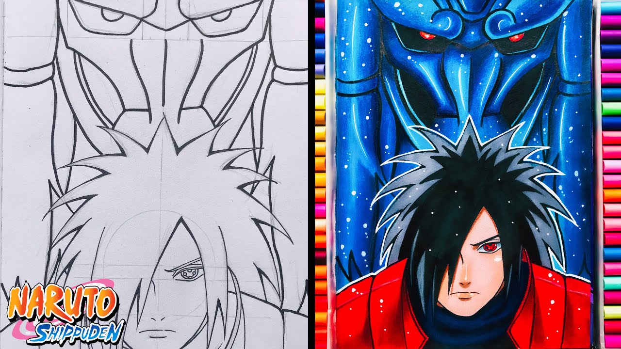 How to draw Madara Uchiha - step by step tutorial Naruto - YouTube