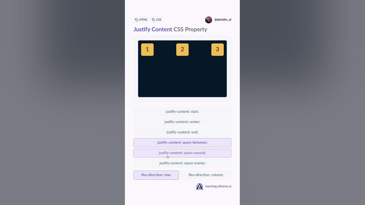 Learn about justify content #html #htmlcss #python #css3 #webdesign #coding #html5 # ...