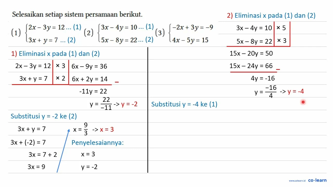 Selesaikan Setiap Sistem Persamaan Berikut 1 2x 3y 12 3x y 7 2 Selesaikan Setiap Sistem Persamaan Berikut 1 2x 3y 12 3x y 7 2