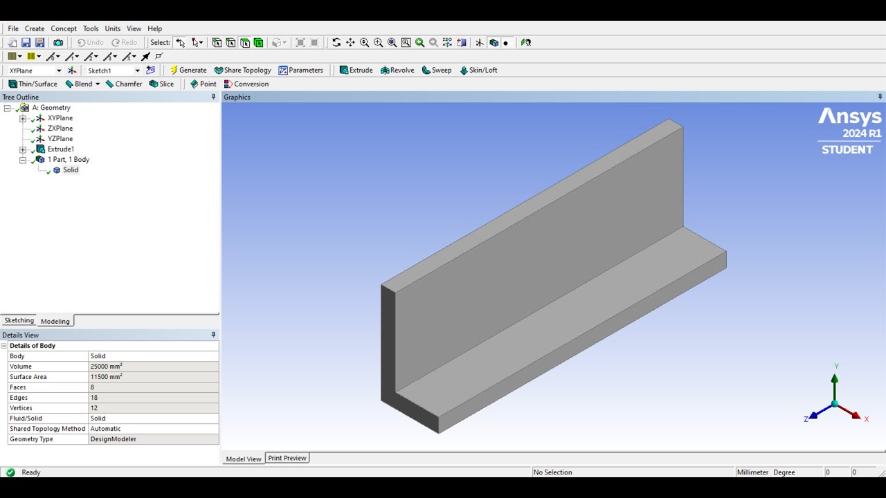Extrude, Revolve & Sweep Sample Tutorial in ANSYS - YouTube