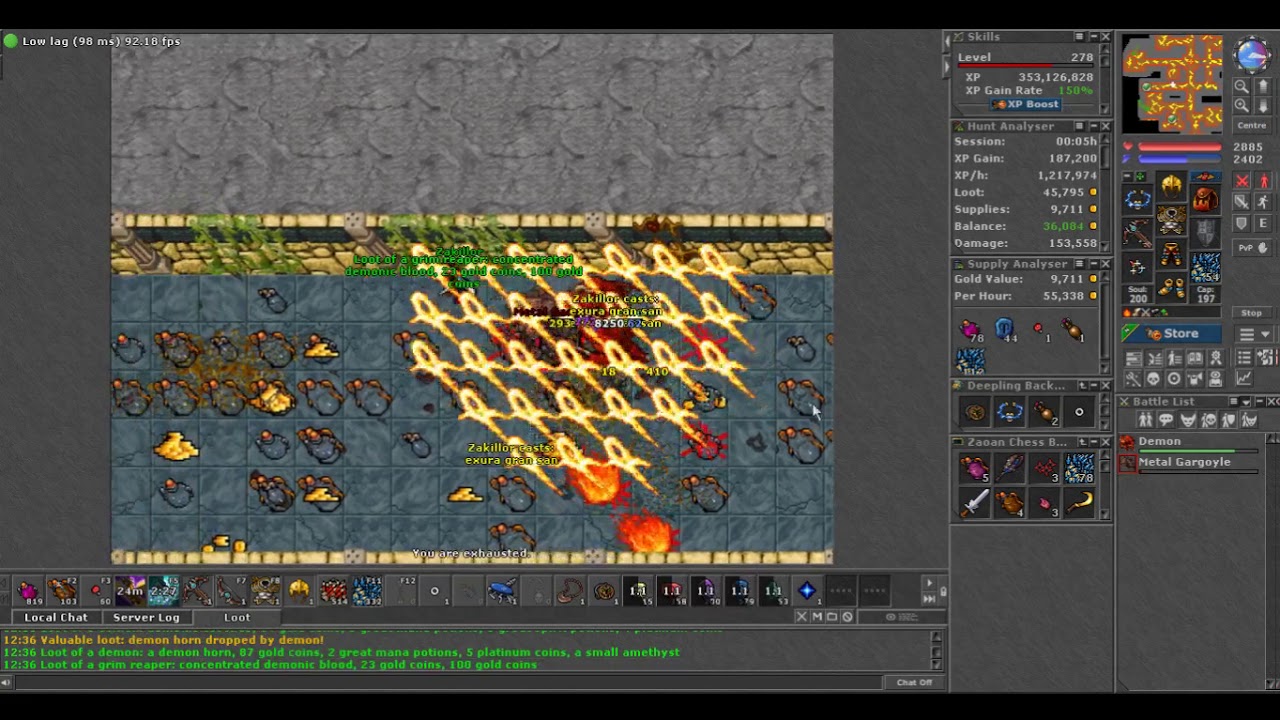 Tibia Paladin Oramond Demons 200+ FAST DEMON TASK ! - YouTube