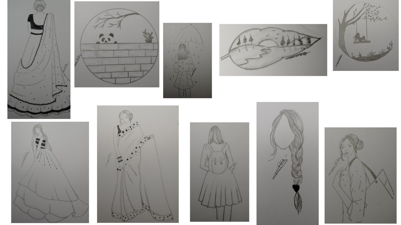 10 Easy Drawing Ideas||Easy pencil drawing for beginners||how to draw ...