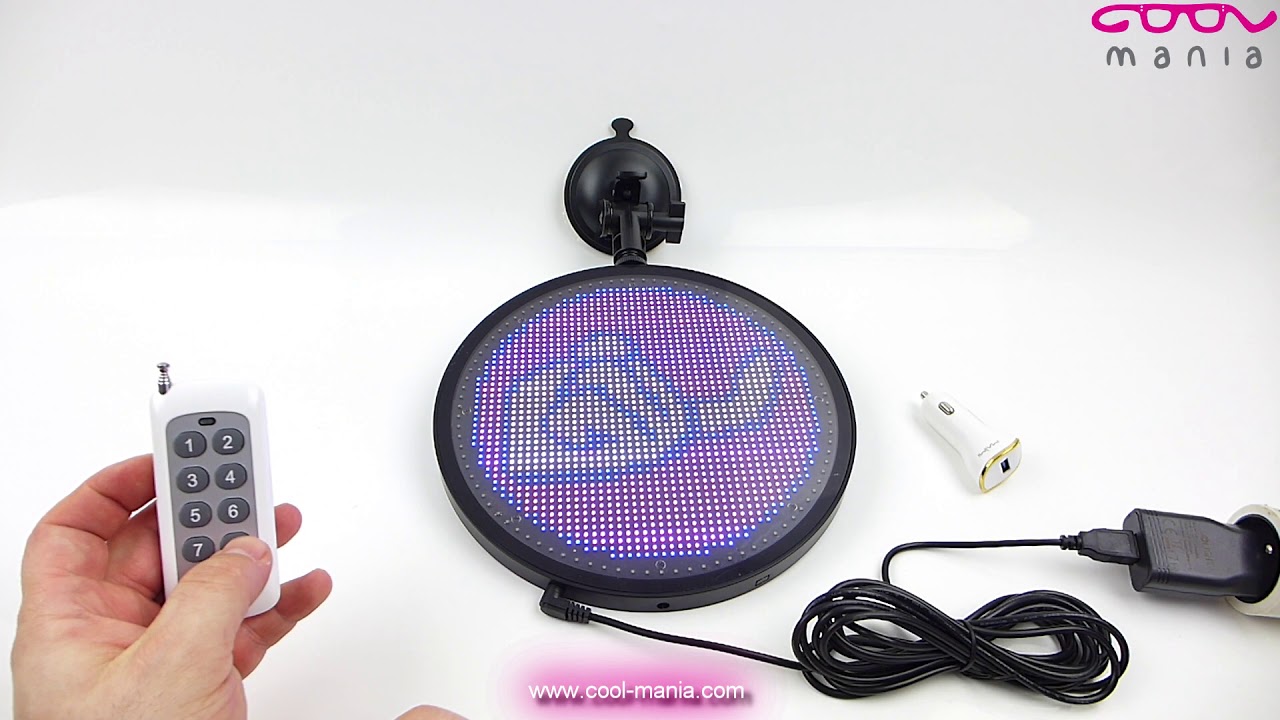 RGB programmable circular LED car display - control via App (www.cool ...