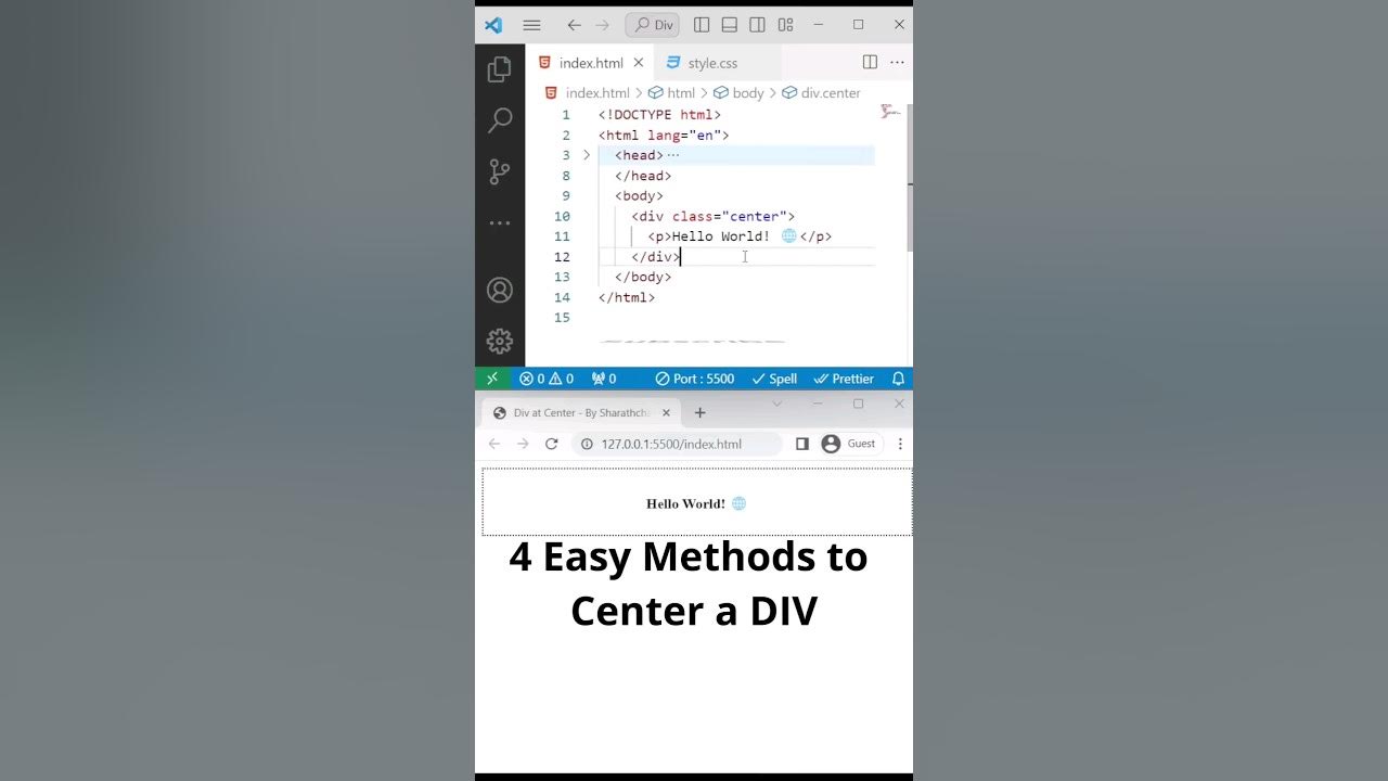 How To Center a DIV [4 Easy Methods] in HTML CSS under 60 Sec - YouTube