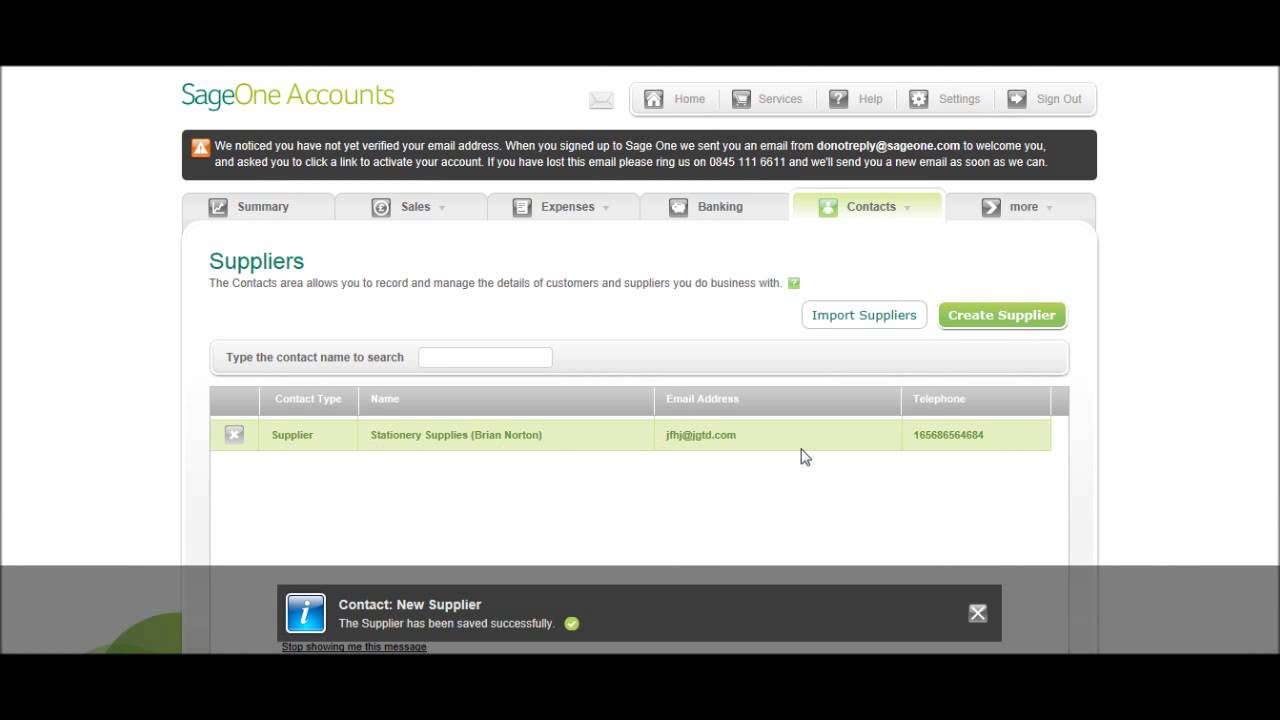 SageOne Accounts Tutorial - Adding Suppliers Part 3 - Sage Training - YouTube