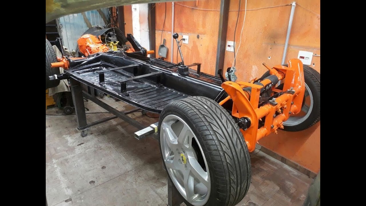 Chassi do Fusca Laranja Suspensão IRS Freio a disco Catraca e Facão ...