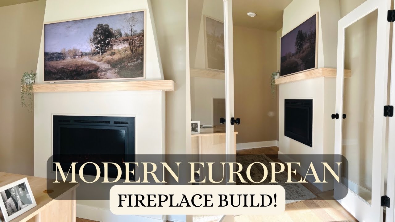DIY Modern European Electric Fireplace Build | Home Office Makeover ...