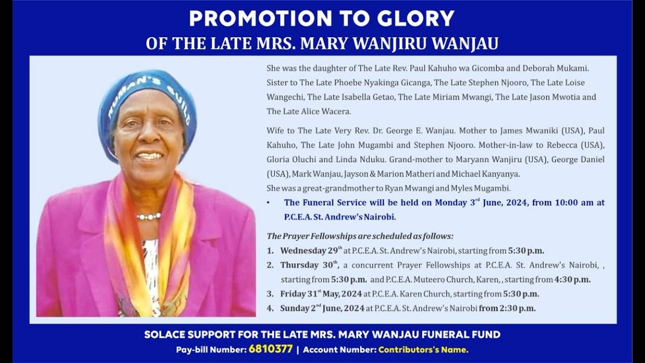 SERVICE IN HONOR OF THE LATE MRS MARY WANJAU || 31ST MAY 2024 - YouTube