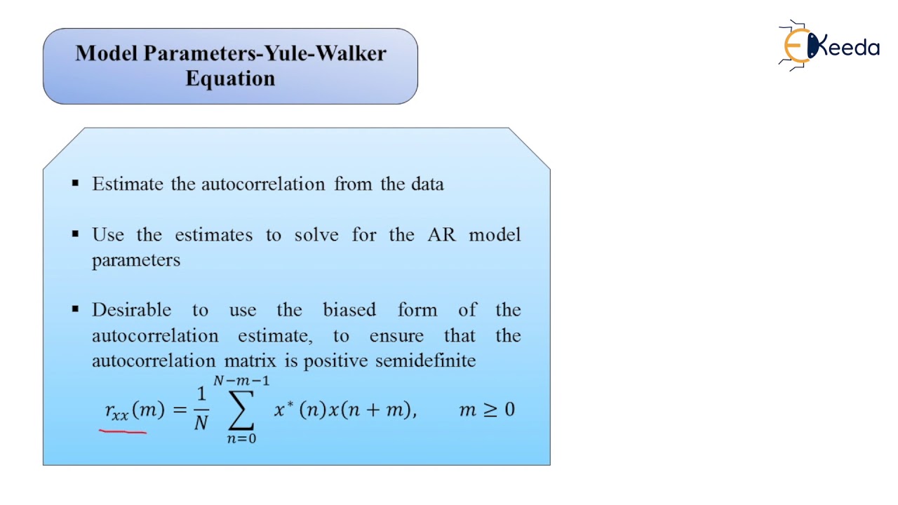 Model Parameters Yule Walker Equation - YouTube