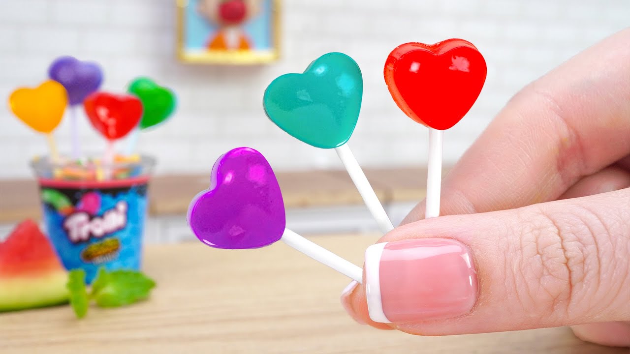 Satisfying Miniature Rainbow Lollipop Recipe | ASMR Tiny Candy ...