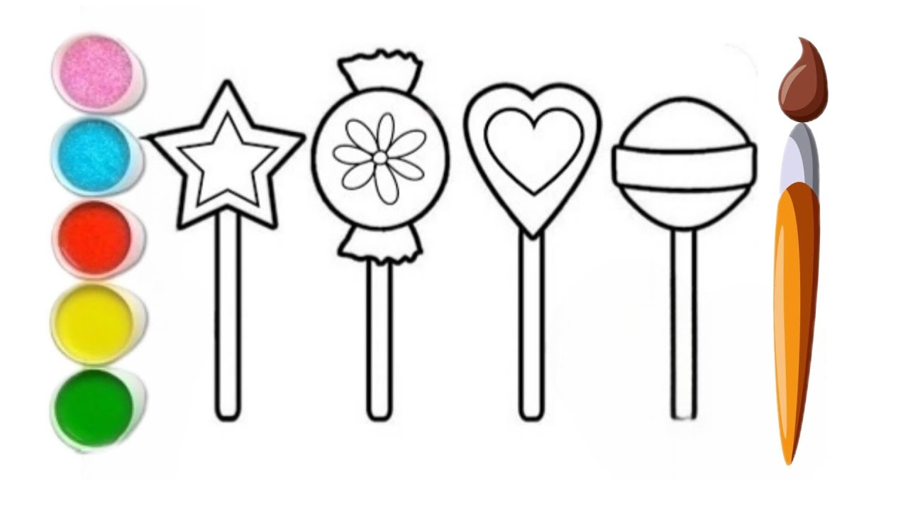 Lollipop Drawing,painting and coloring for kids:Tutorial for kids|Fun ...