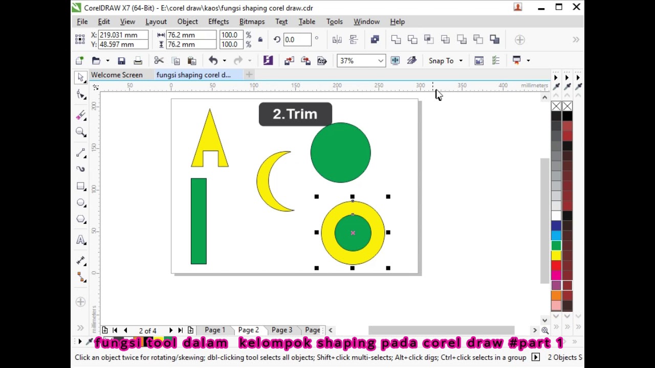 fungsi tool dalam kelompok SHAPING pada coreldraw tutorial corelDRAW ...