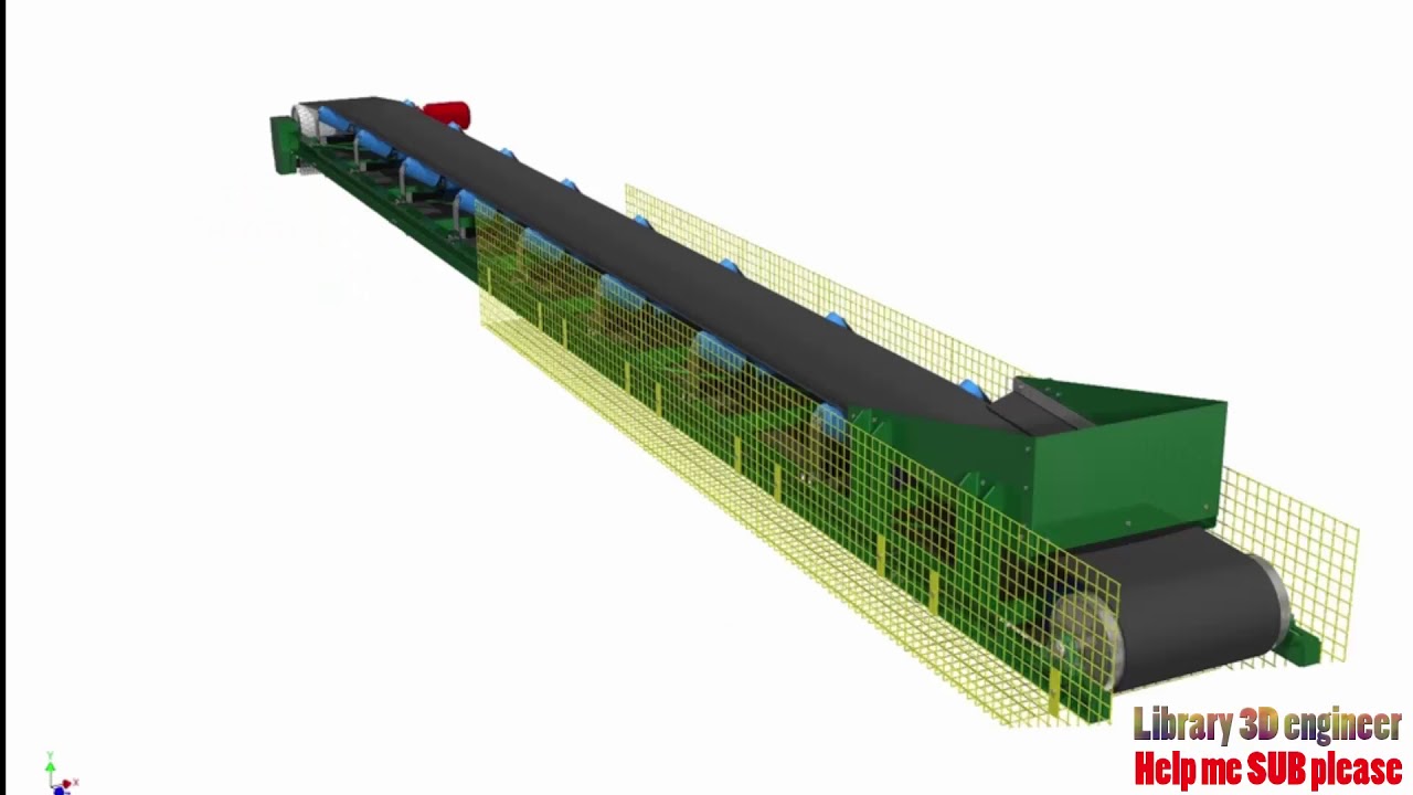 82. 600mm Trough Belt Conveyors || Free download 3D model - YouTube