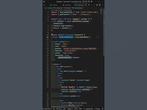 Render Single Contact Details using Loader Data in the React Router V6 - React18 - YouTube
