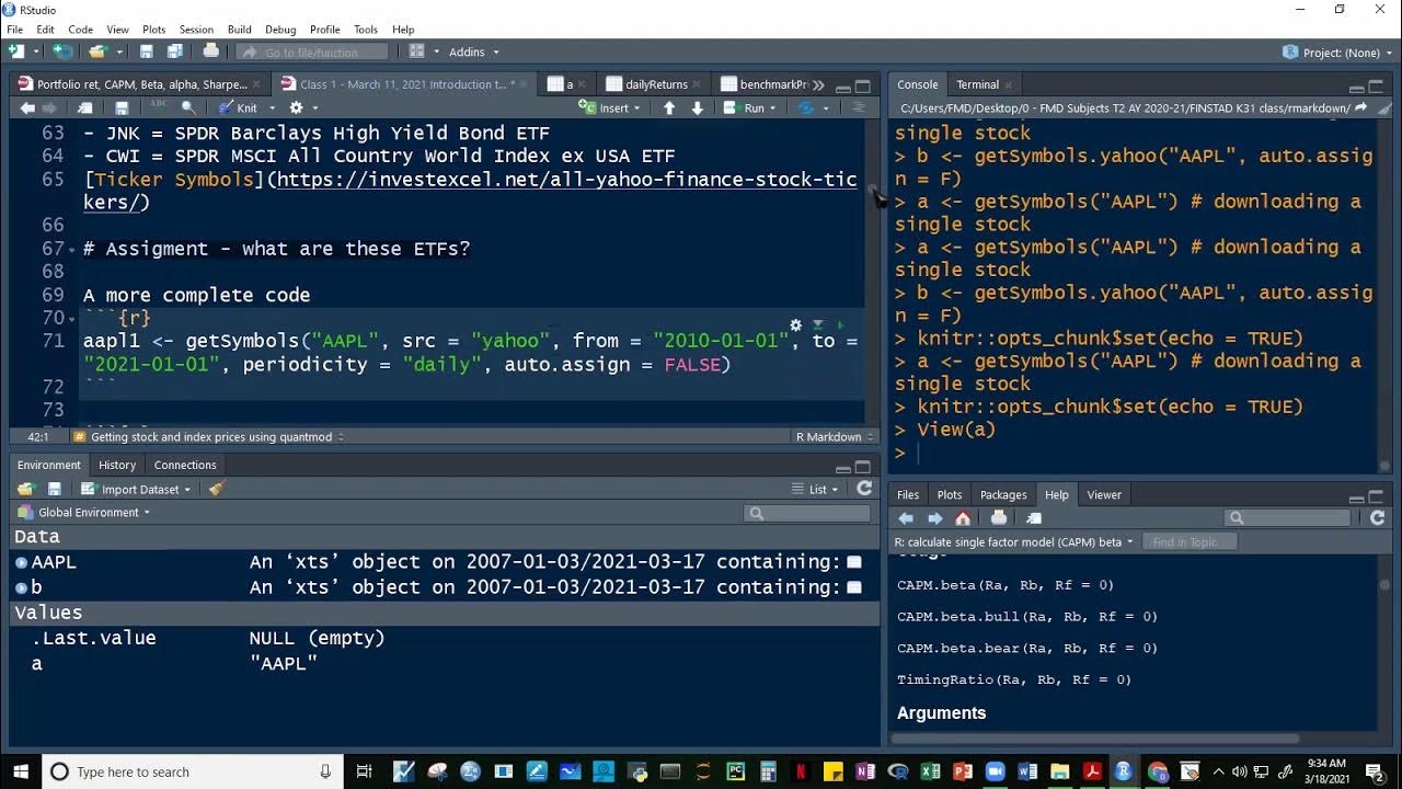 FINMODE K31 March 18 Class Quantmod Package - YouTube