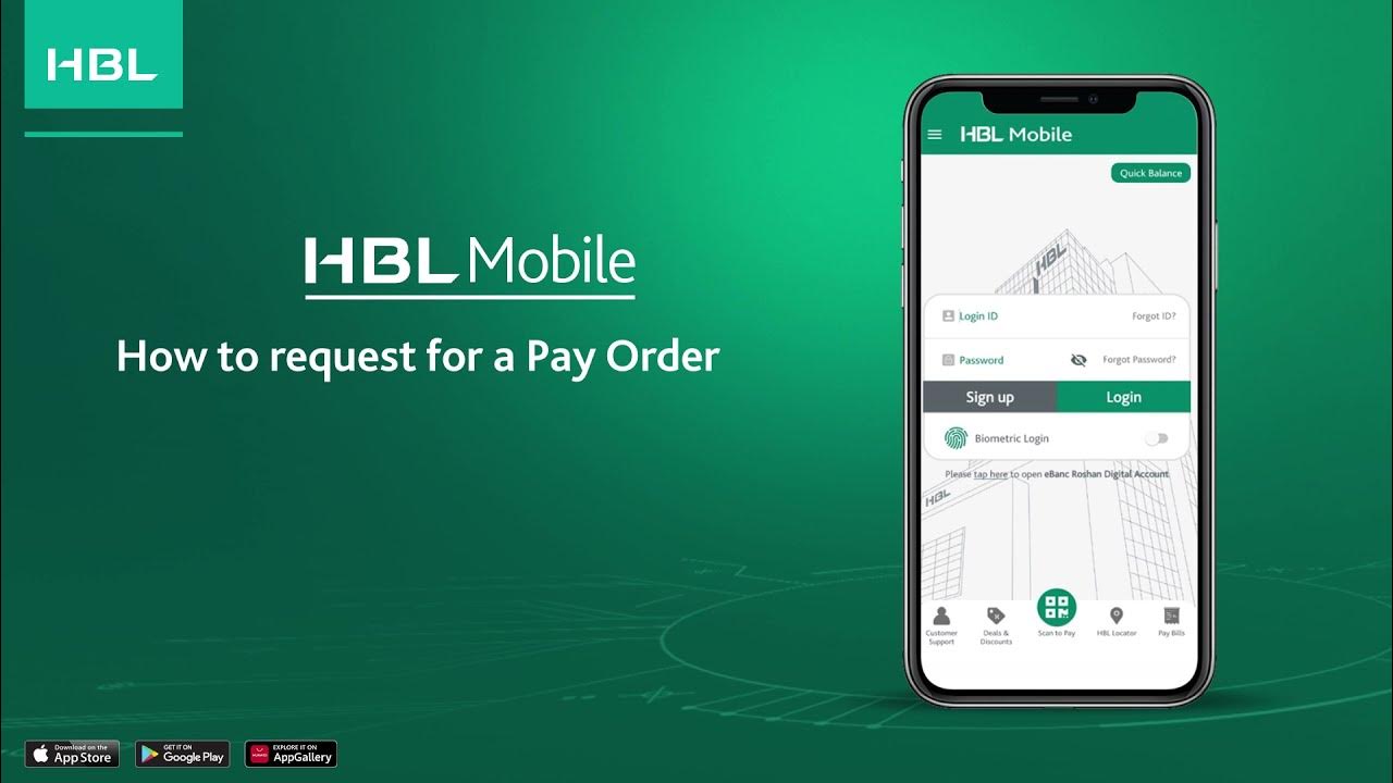 How to request for a Pay Order with HBL Mobile - YouTube