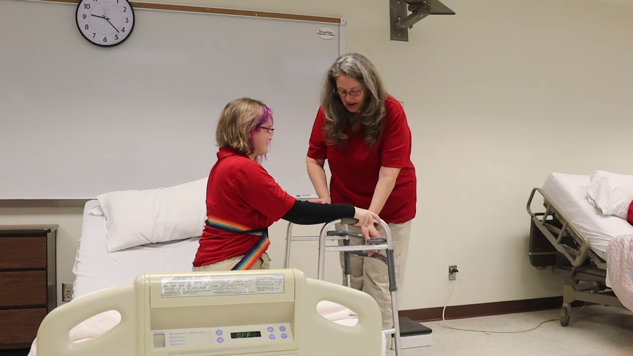 Resident Care Procedure #28: Assist with Walker - YouTube