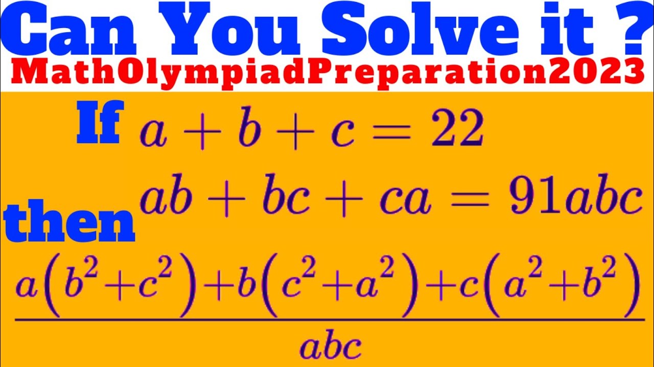Can You Solve This?Math Olympiad Question|Math Olympiad! - YouTube