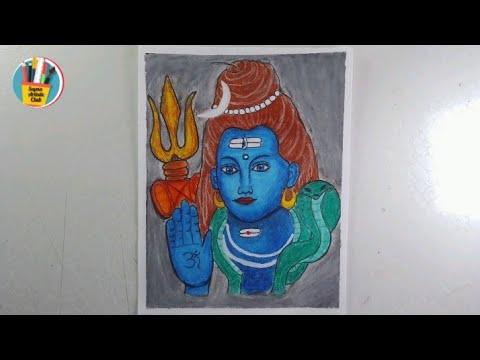 Shivratri drawing | shivji oil pastel drawing | part 1| step by step ...