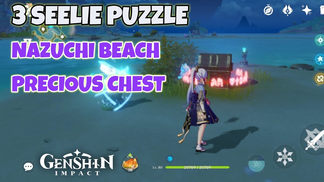 Genshin Impact 3 Seelie Precious Chest Puzzle Nazuchi Beach Youtube